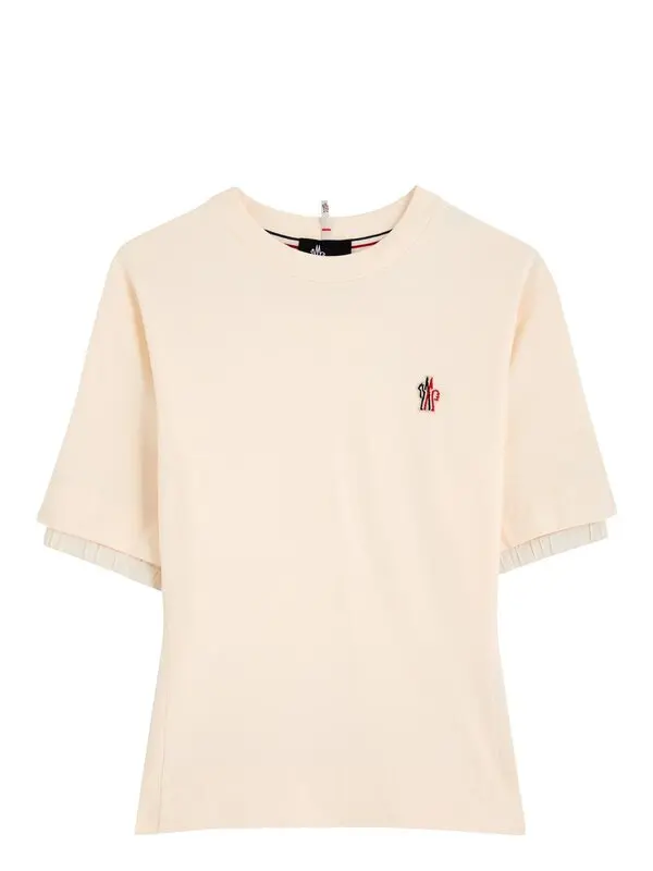 Moncler Logo Appliquéd Stretch-cotton T-shirt - Ivory