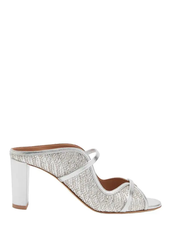 MALONE SOULIERS Norah 70 Metallic Raffia Sandals - Silver