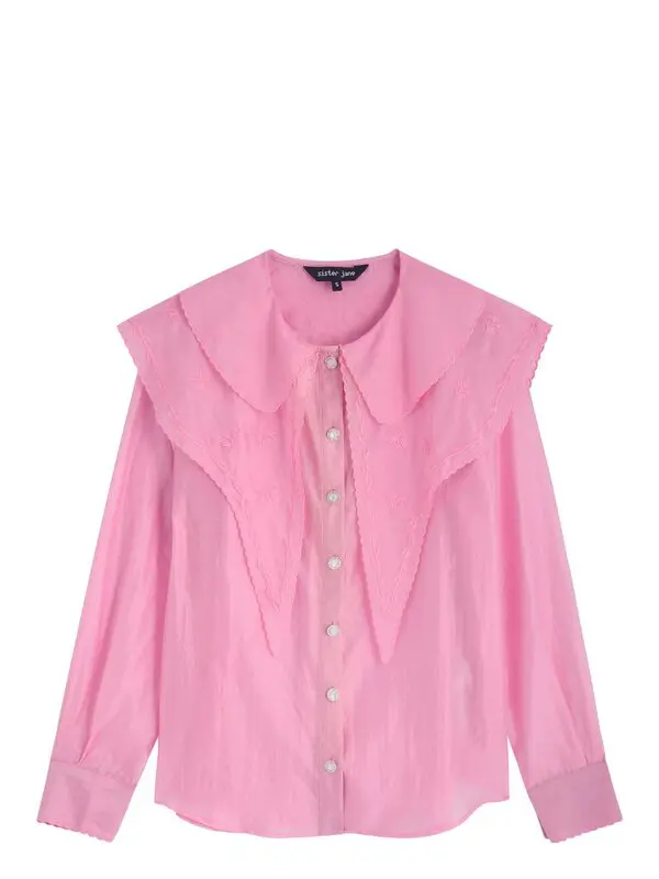 SISTER JANE Embroidered Lyocell-blend Blouse - Pink