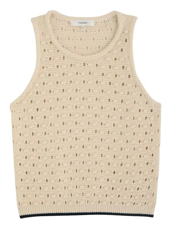 FRAME The Bauble Open-knit Tank - Cream