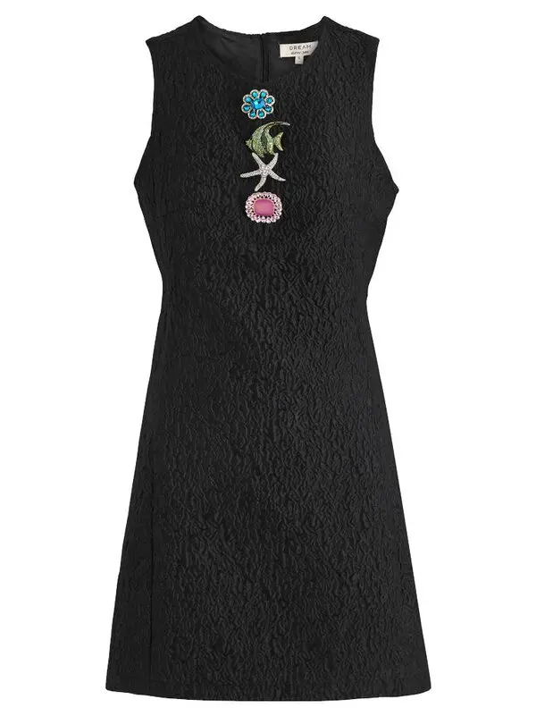 SISTER JANE Fine Catch Cloqué Mini Dress - Black