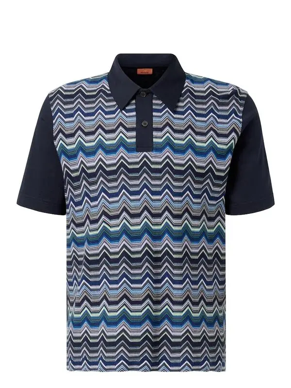 Missoni Zigzag Cotton Polo Shirt - Blue