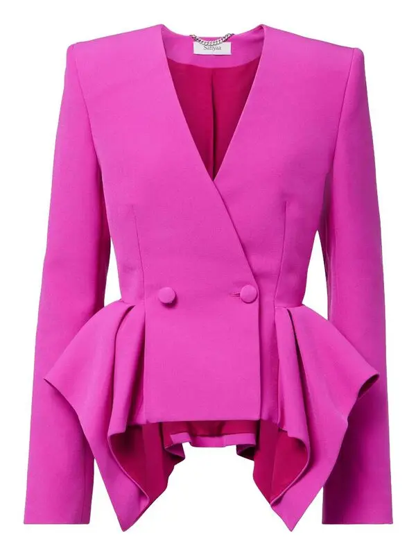 Safiyaa Double-breasted Peplum Blazer - Purple