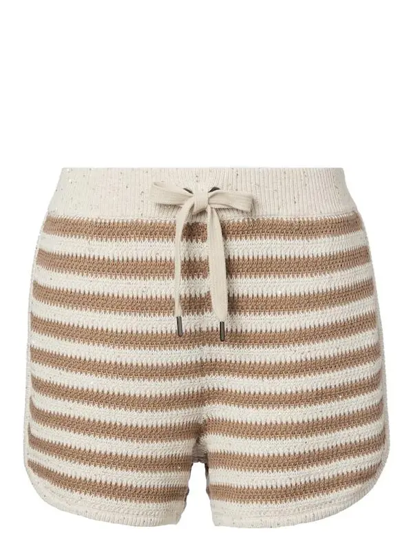Brunello Cucinelli Striped Cotton-blend Shorts - Beige