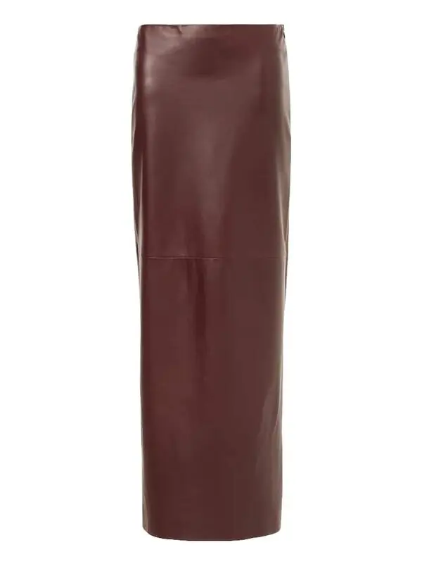 Brunello Cucinelli Leather Maxi Skirt - Burgundy