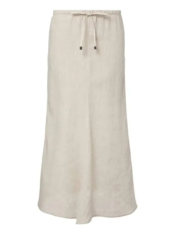 Brunello Cucinelli Monili Linen Maxi Skirt - Beige