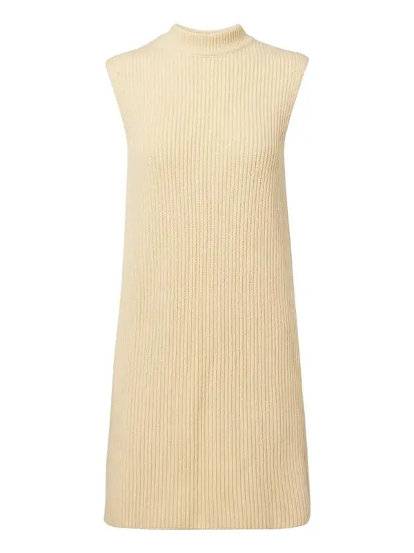 JIL SANDER Oversized Ribbed-knit Wool Vest - White