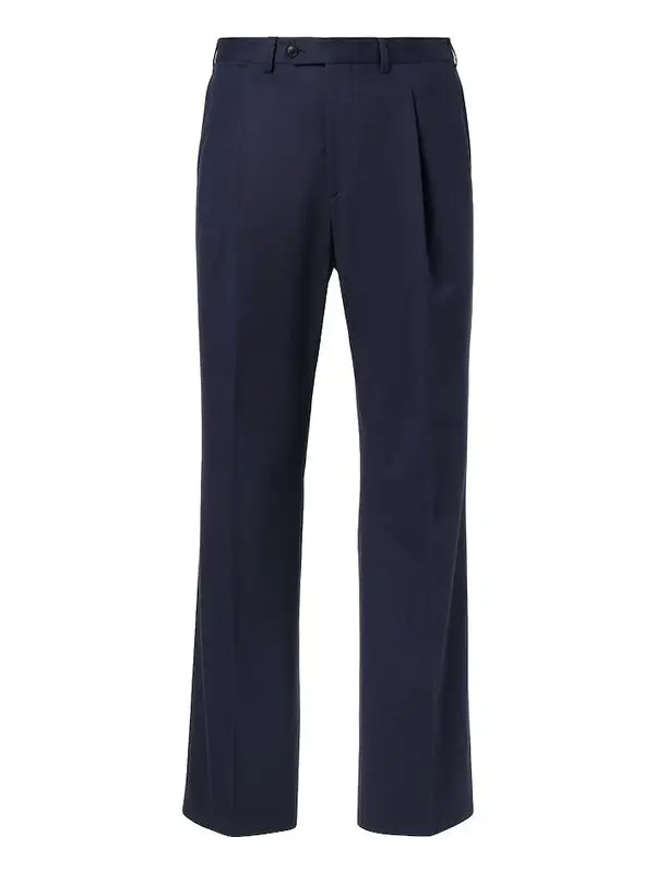 SAMAN AMEL Cotton And Cashmere Blend Tailored Pants - Blue