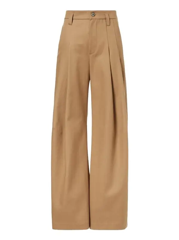 Brunello Cucinelli Monili Cotton Wide-leg Pants - Beige
