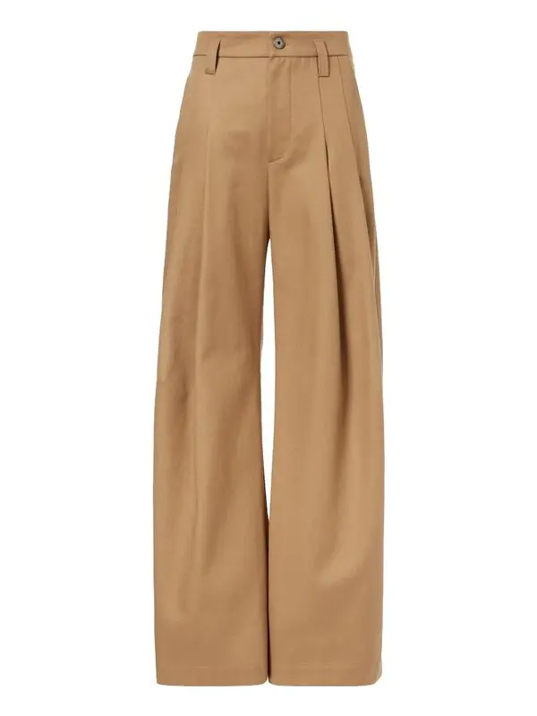 Brunello Cucinelli Monili Cotton Wide-leg Pants - Beige