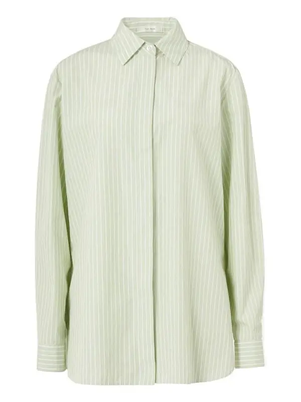 THE ROW Vanda Striped Cotton Shirt - Green