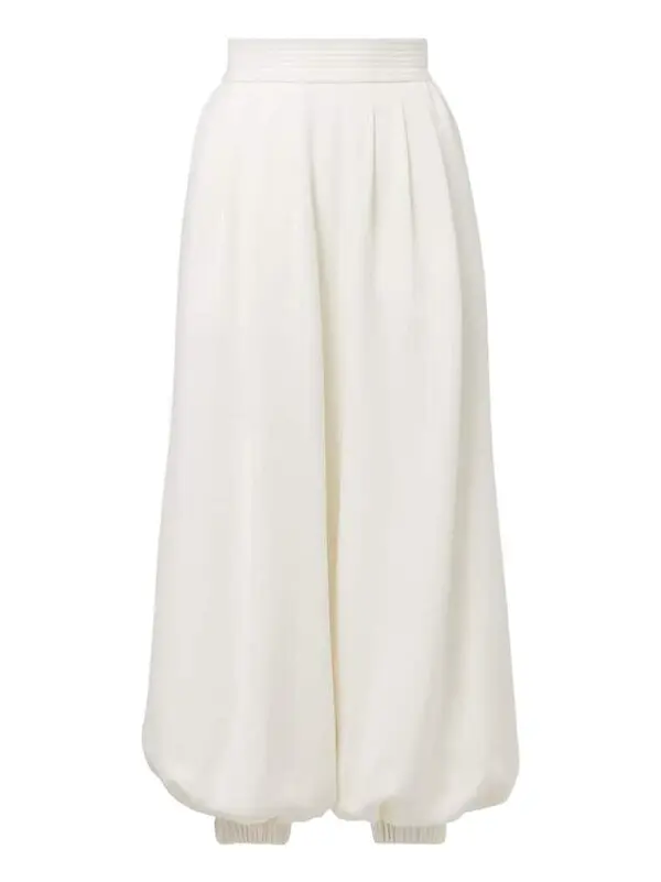 Valentino Garavani Cady Couture Silk Wide-leg Pants - White