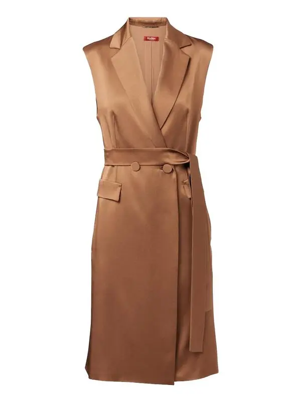 Max Mara Afgano Belted Satin Jacket - Brown