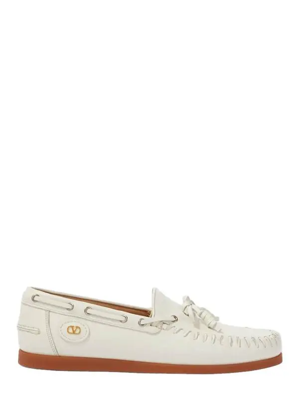 Valentino Garavani Leather Boat Shoes - White