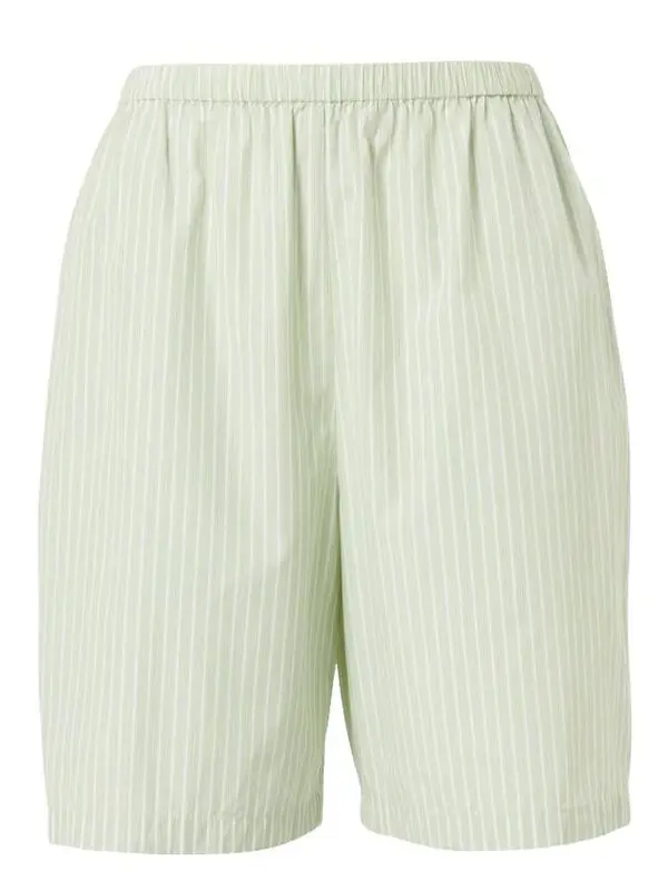 THE ROW Zinnia Striped Cotton Poplin Bermuda Shorts - Green