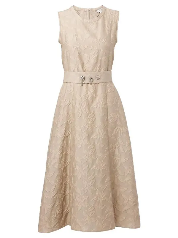 Max Mara Fiaba Cotton-blend Jacquard Midi Dress - Beige