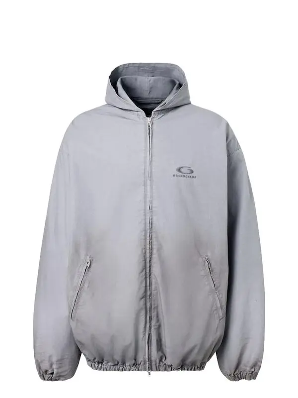 Balenciaga Cotton Ripstop Zip-up Hoodie - Grey