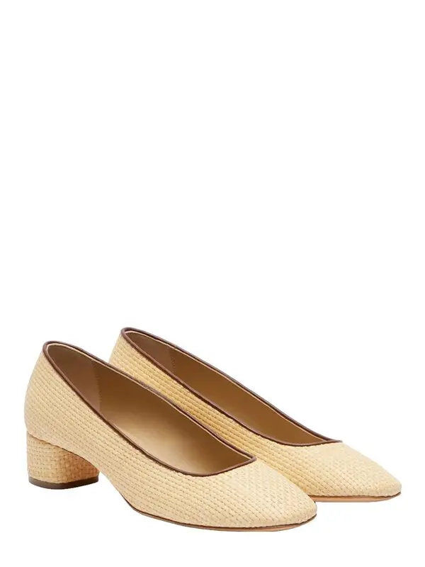 Le Monde Beryl Leather-trimmed Raffia Pumps - Beige
