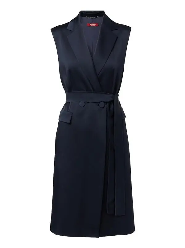 Max Mara Afgano Belted Satin Jacket - Blue