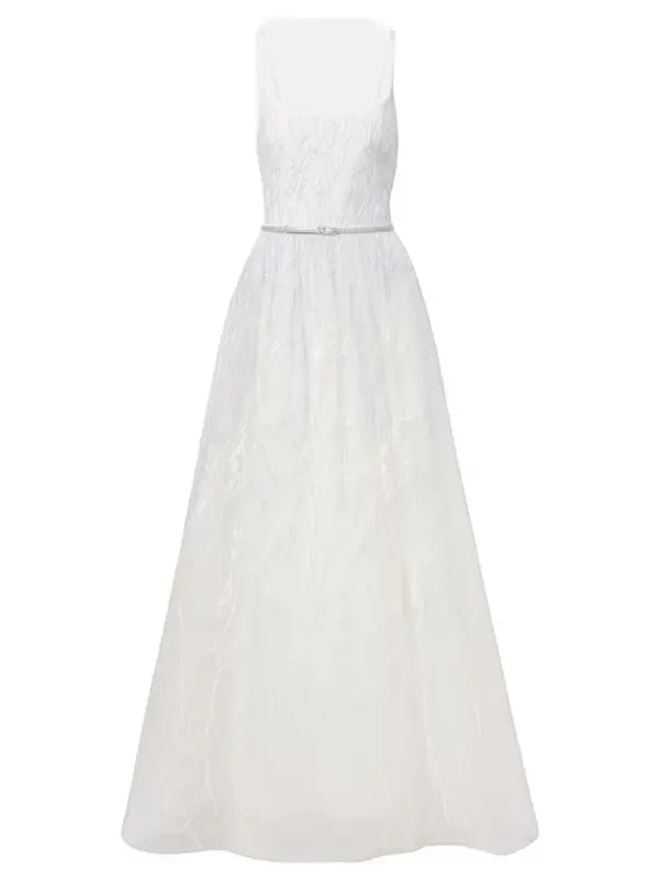Elie Saab Embroidered Tulle Gown - White
