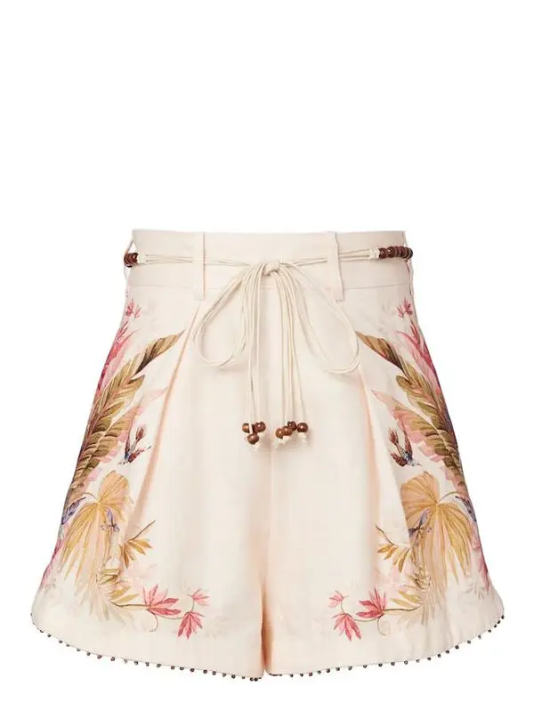 Zimmermann Ascension Beaded Floral Linen Shorts - Multicoloured