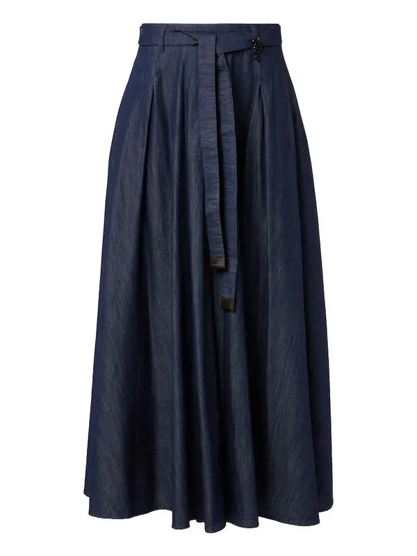 Max Mara Amanda Chambray Maxi Skirt - Blue