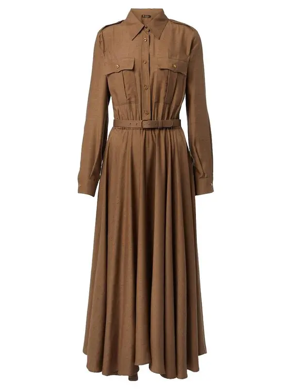 Loro Piana Lela Asymmetrical Silk Shirt Dress - Brown