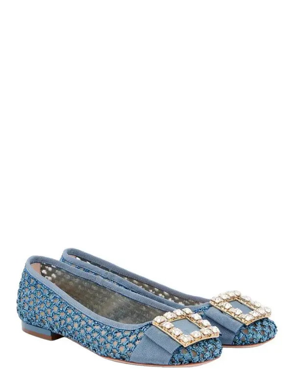ROGER VIVIER Tres Vivier Embellished Ballet Flats - Blue