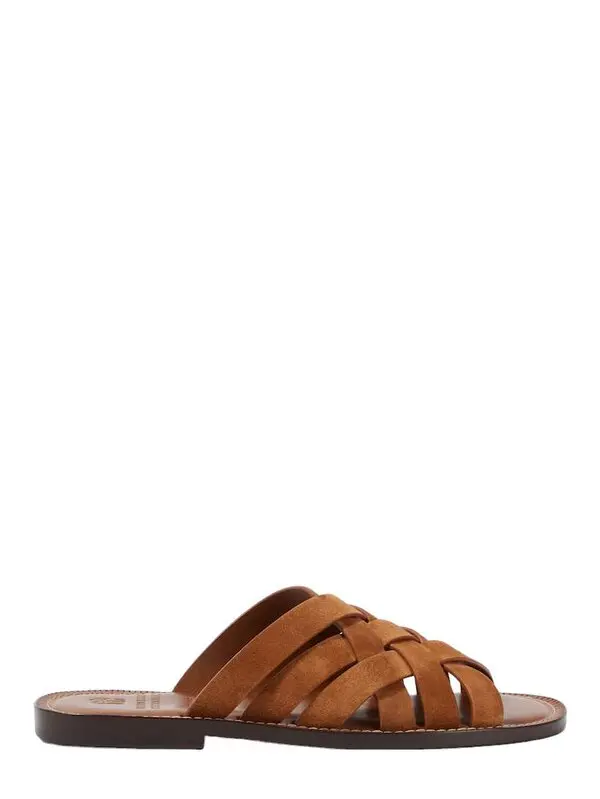Brunello Cucinelli Woven Suede Sandals - Brown