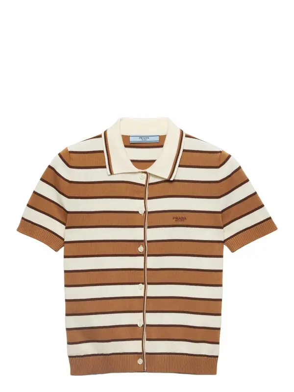 Prada Striped Short-sleeved Cardigan - Brown
