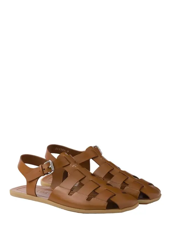 Prada Leather Fisherman Sandals - Light Tan