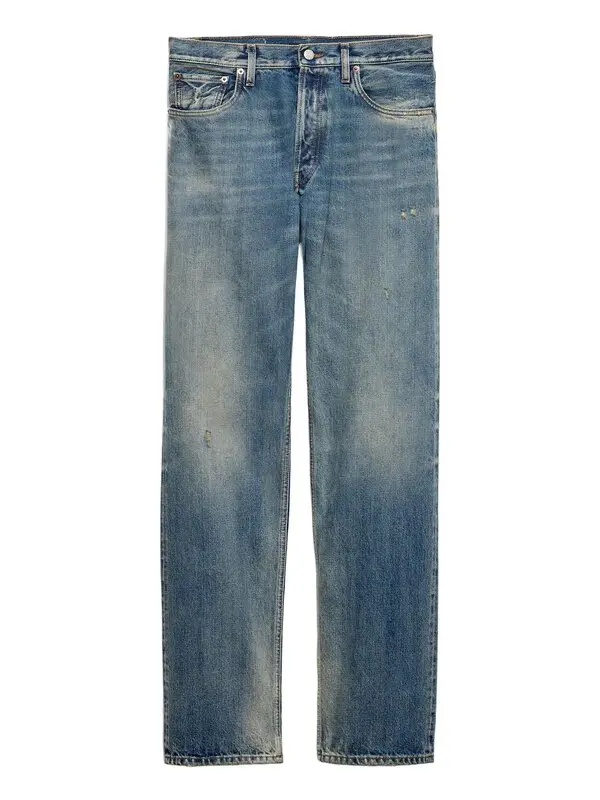 Prada Regular Fit Bleached Denim Jeans - Navy