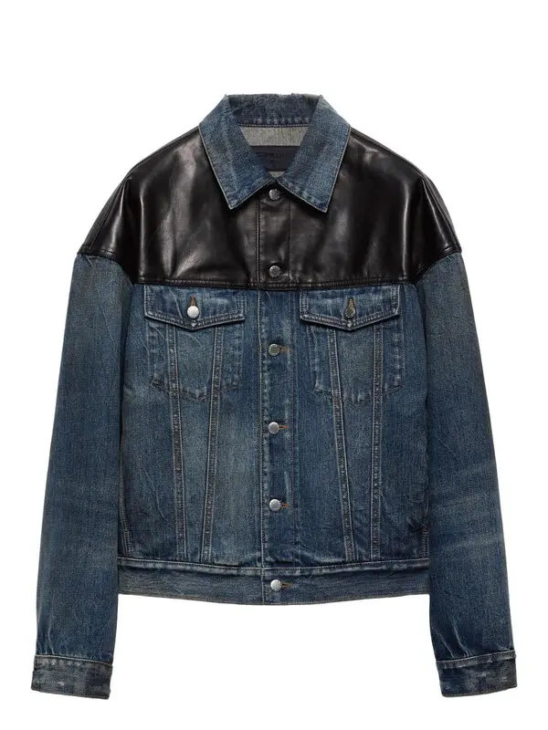 Prada Denim And Leather Jacket - Navy
