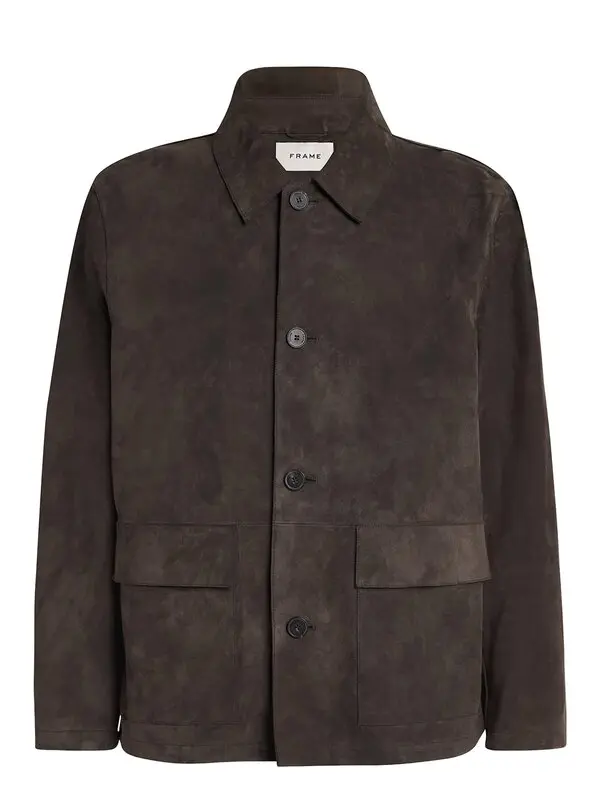 FRAME Suede Chore Shirt Jacket - Brown