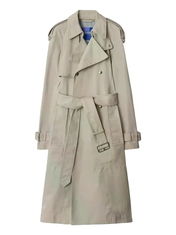 Burberry Long Cotton Trench Coat - Neutrals