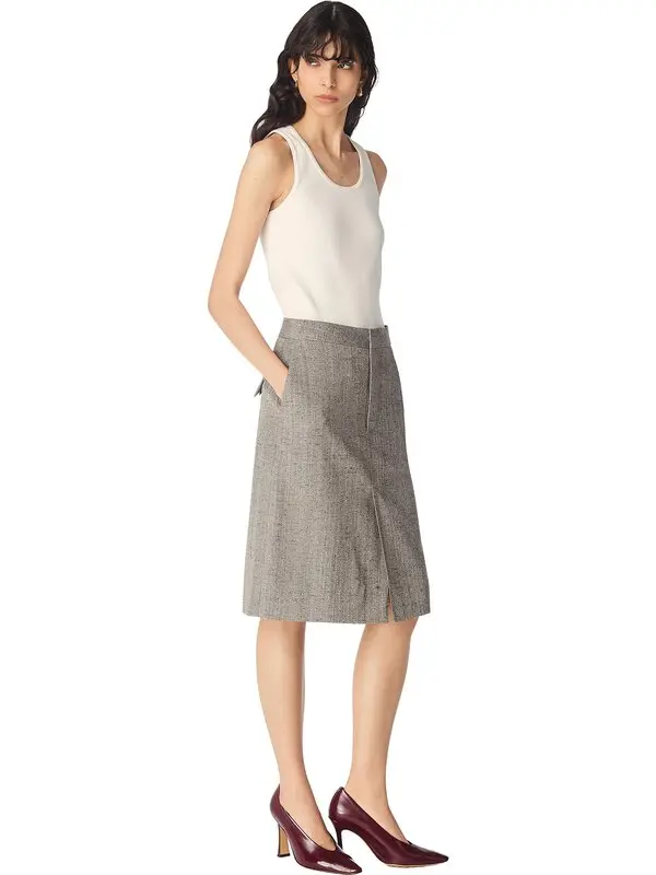 Bottega Veneta Viscose And Silk Midi Skirt - Brown/white/blue