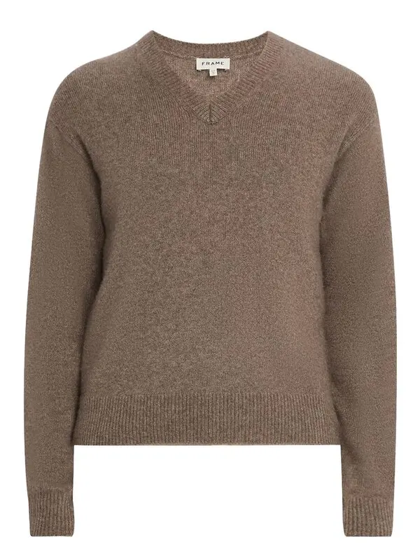FRAME Light Cashmere V-neck Sweater - Soft Mocha