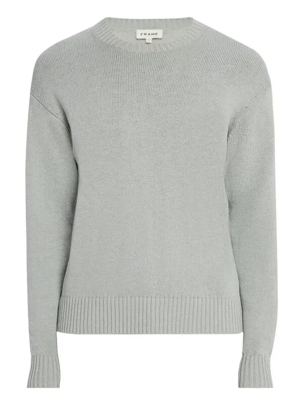 FRAME Crewneck Silk-cotton Knit Sweater - Grey Blue