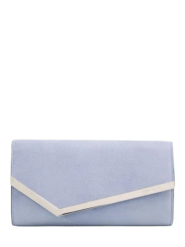 JIMMY CHOO Emmie Suede Clutch - Lght B Haze/slv