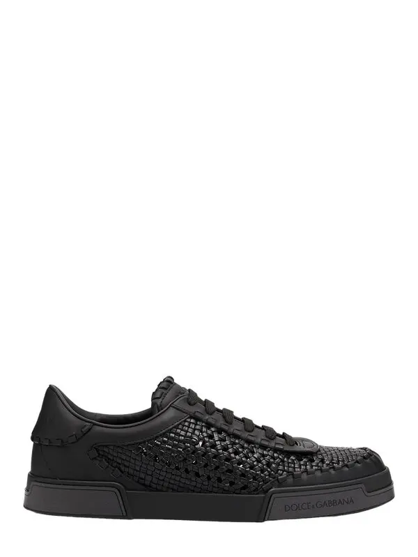 Dolce & Gabbana Portofino Yacht Woven Leather Low-top Sneakers - Black