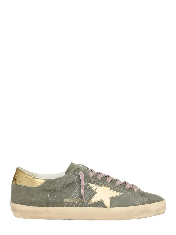 Golden Goose Super-star Suede And Metallic Leather Sneakers - Grnylw