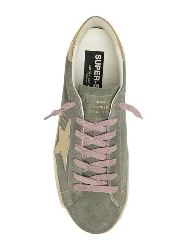 GOLDEN GOOSE Super-star Suede And Metallic Leather Sneakers - Grnylw