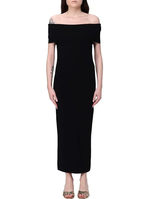 Michael Kors Off-the-shoulder Ribbed Knit Maxi Dress - Black
