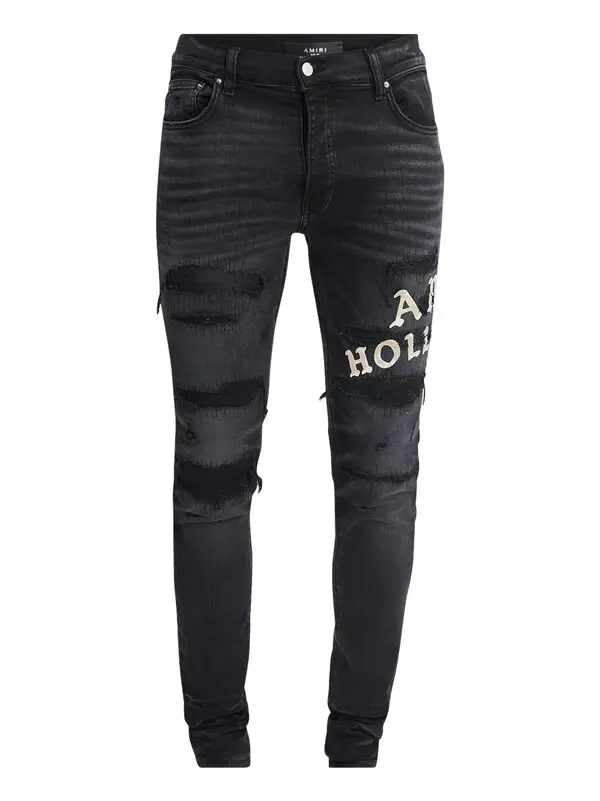 Amiri Hollywood Distressed Skinny Jeans - Faded Black