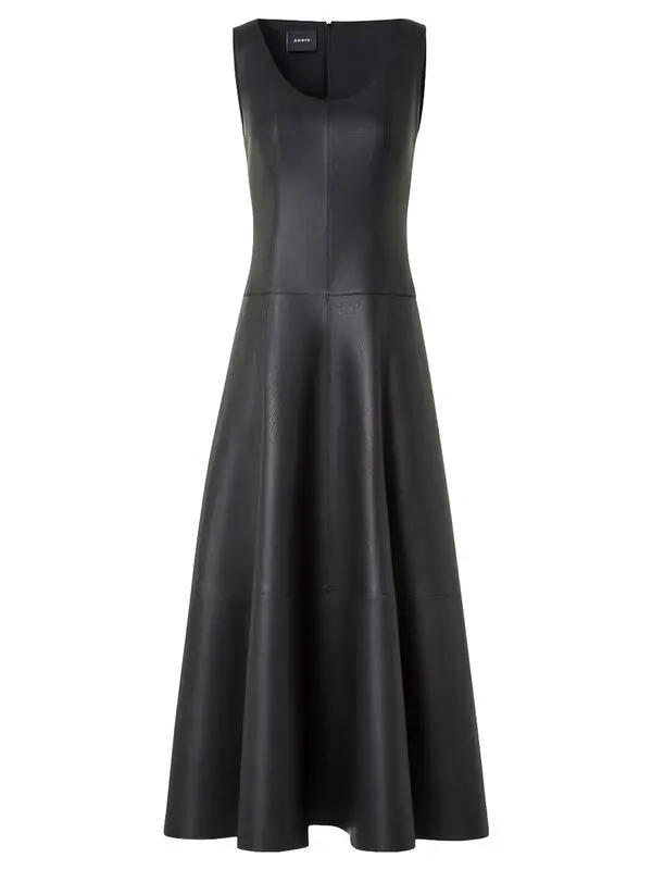 Akris Nappa Leather Midi Dress - Black