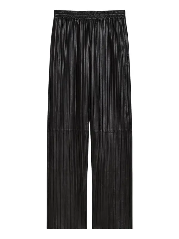 Helmut Lang Pull-on Pleated Leather Trousers - Black