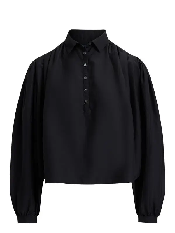 Polo Ralph Lauren Pleated Cotton-silk Shirt - Polo Black