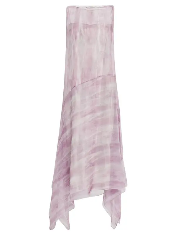 Lafayette 148 New York High-low Handkerchief Silk Crepon Maxi Dress - Lavender Tint Multi