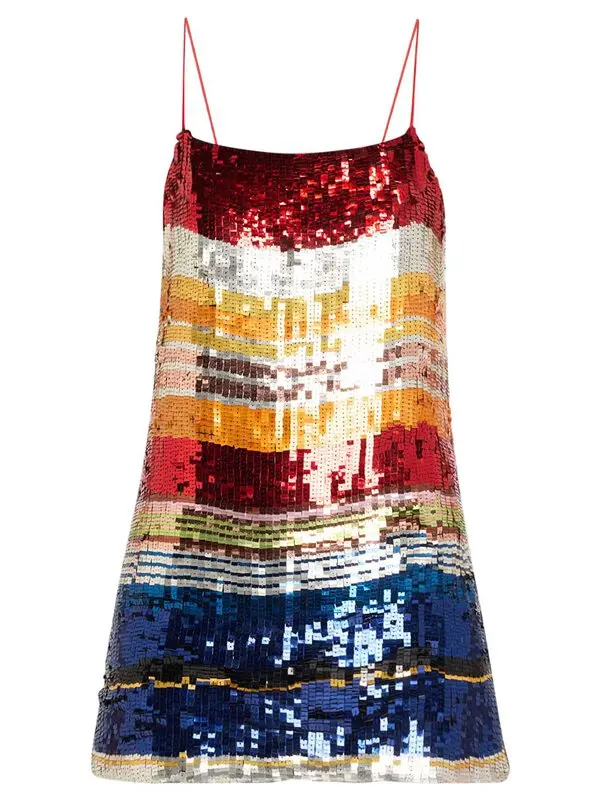 Alice + Olivia Bridget Sequined Mini Dress - Rainbow Stripe