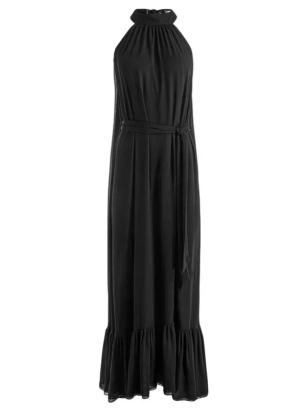 Alice + Olivia Jovie Gathered Ruffle Maxi Dress - Black